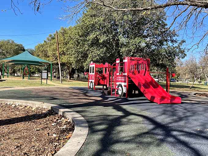 Even the playground equipment celebrates community heroes&mdash;because teaching kids about service starts with imaginative play and bright red slides.