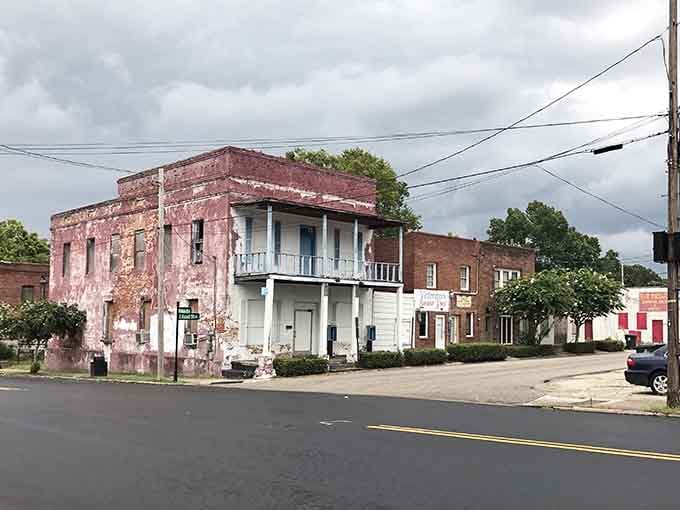 Historic downtown buildings wear their age with dignity, no Instagram filters needed to make them interesting.