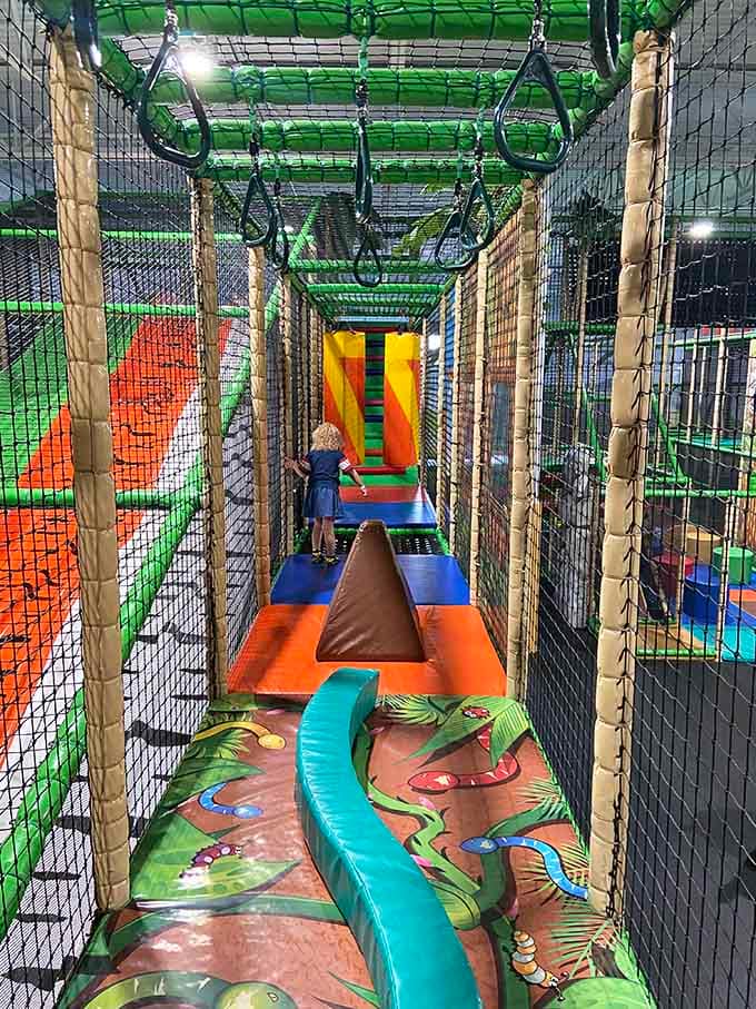 Obstacle courses that turn ordinary kids into determined athletes, one padded challenge at a time with surprising intensity.