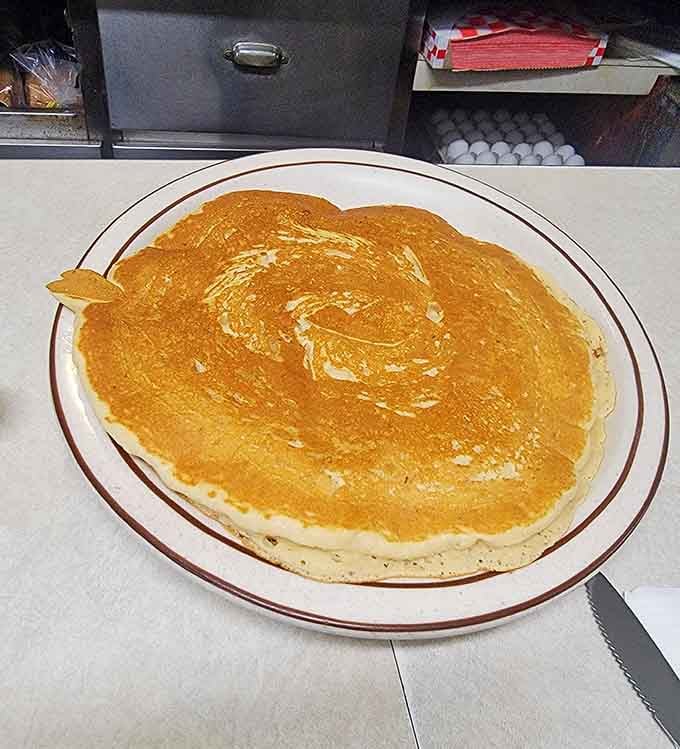 A pancake this golden and perfectly round deserves its own spotlight, maybe even a standing ovation from your taste buds.