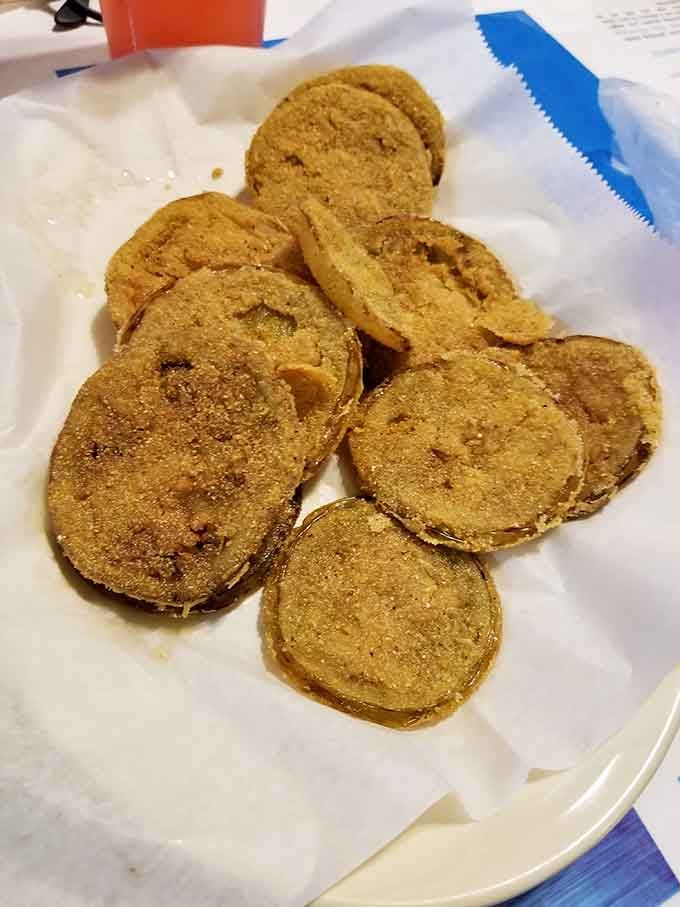 Fried green tomatoes that would make Fannie Flagg proud, golden and crispy with that perfect tangy bite inside.