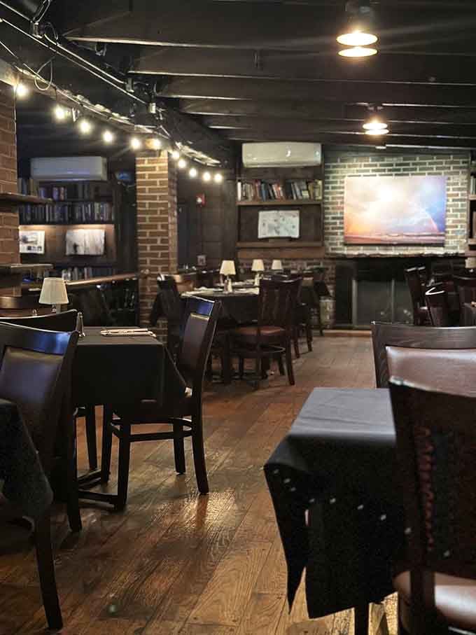 String lights and exposed brick create an atmosphere that's fancy enough for anniversaries, casual enough for Tuesday night cravings.