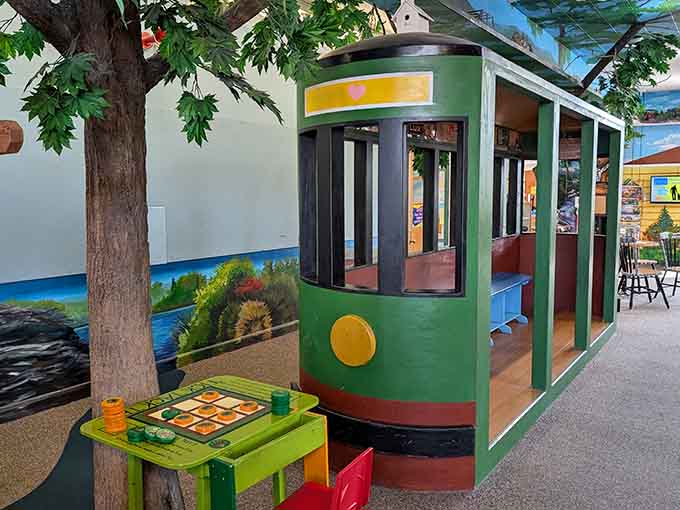 All aboard this charming trolley that goes nowhere but sparks journeys in every child's boundless imagination.