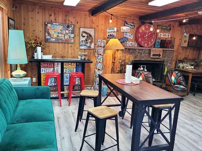 Every corner reveals another quirky detail, making this space feel like your coolest friend's mountain retreat.