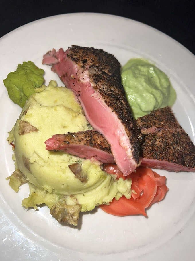 Blackened rare tuna with wasabi proves this kitchen has the confidence to serve seafood exactly as it should be.