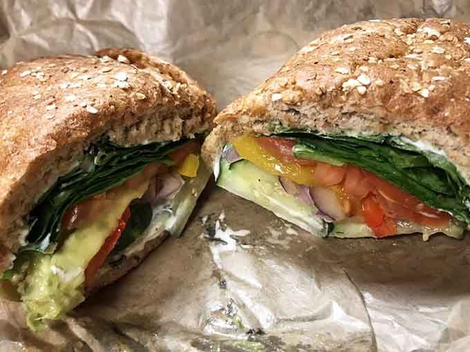 Fresh vegetables and hearty bread come together in a veggie sandwich that proves meatless options can absolutely satisfy and delight.
