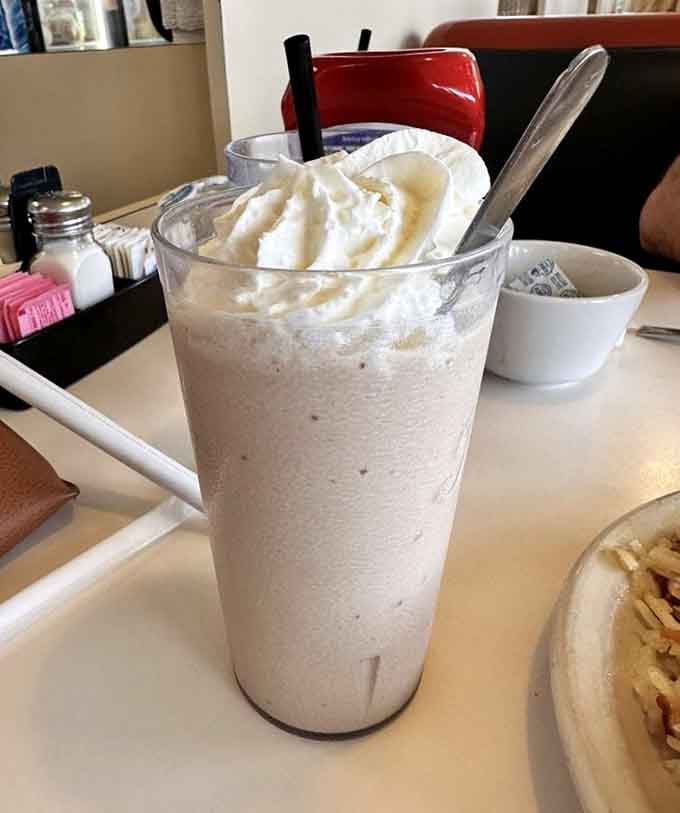 That milkshake isn't just topped with whipped cream &ndash; it's crowned with it, like breakfast royalty deserves to be.