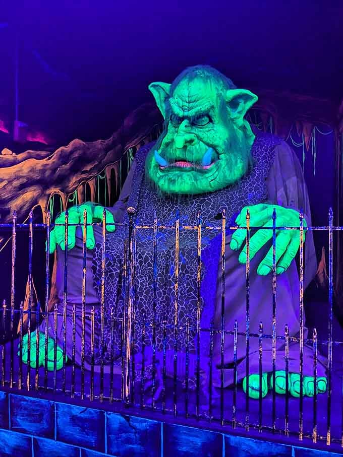 This emerald giant behind bars looks like he's been waiting since the Eisenhower administration for someone to beat him.