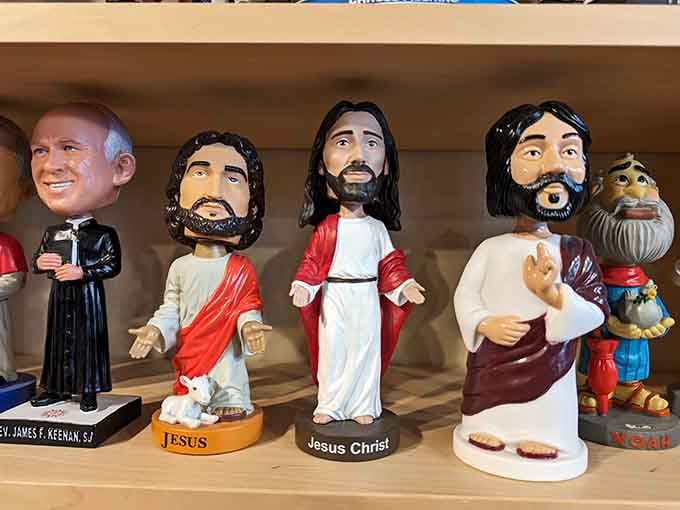 Religious figures get the bobblehead treatment too, proving that no subject is off-limits in the world of wobbly collectibles.