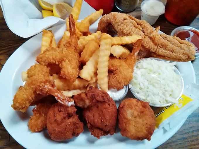 When catfish, shrimp, fries, and hush puppies share a plate, it's less a meal and more a celebration.