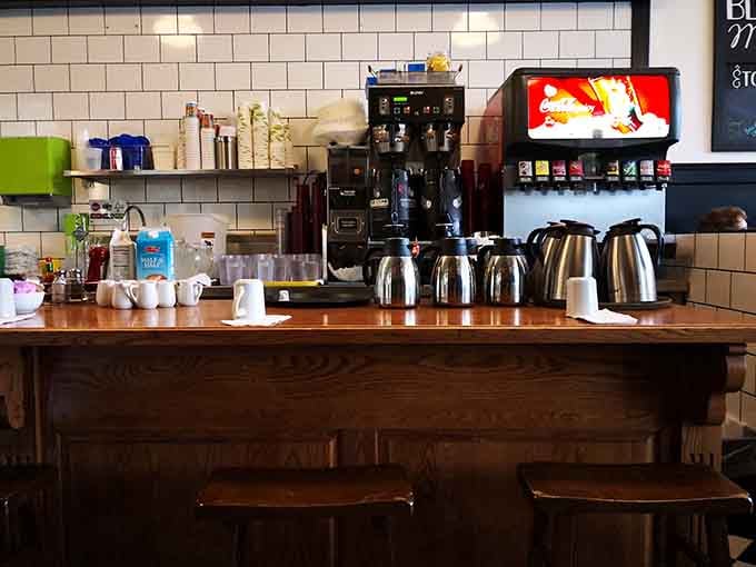 The coffee station stands ready to fuel your day, because great food deserves equally great caffeine to accompany it.