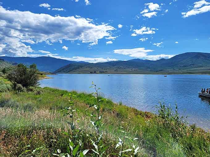 Stagecoach State Park's reservoir gleams under Colorado skies, proving nature doesn't need filters to look this good.
