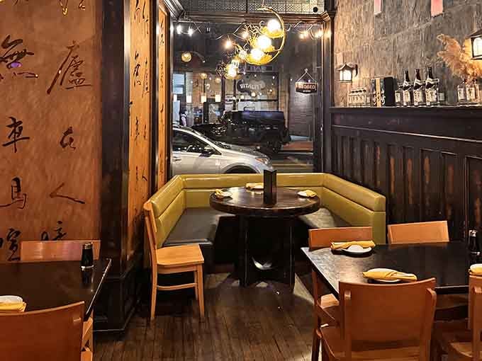 Clean lines and thoughtful spacing between tables means you can actually hear your dinner companion without shouting like you're at a rock concert.
