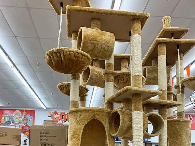 This elaborate cat tower proves your feline overlord can live luxuriously while you still afford groceries this month.