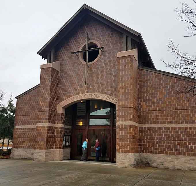 Holy Trinity Catholic Church's modern brick design proves that contemporary architecture can still inspire reverence and Instagram posts.