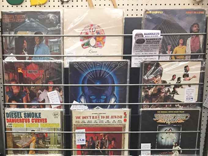 Vinyl records waiting to spin again, because some music just sounds better with a little crackle and pop.