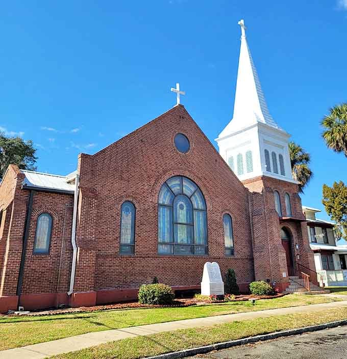 St. Monica Catholic Church showcases the kind of brick craftsmanship that modern construction has completely forgotten how to do.