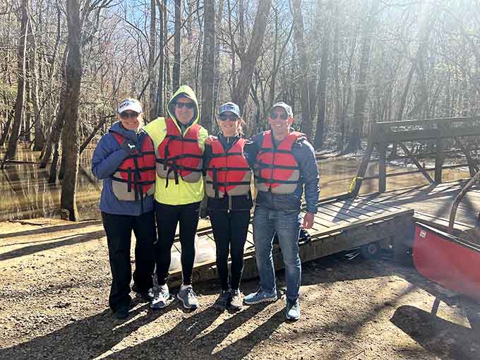 Geared up and ready to roll, because every great adventure starts with life jackets and good company.