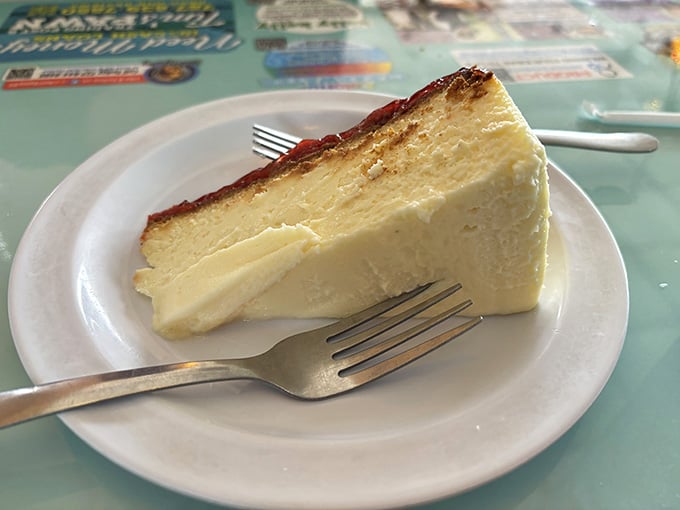Creamy cheesecake with a perfectly browned top that'll make you understand why New York does dessert right.