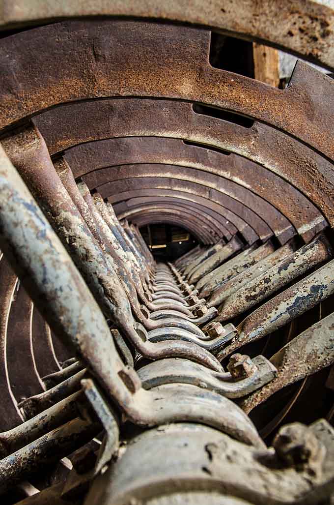 Rusted spiral classifiers remind us that even the mightiest industrial operations eventually bow to Mother Nature's timeline.
