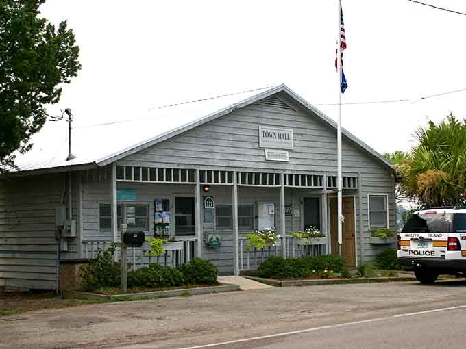 Town hall that looks like it could fit in someone's garage, because governing doesn't require marble columns.