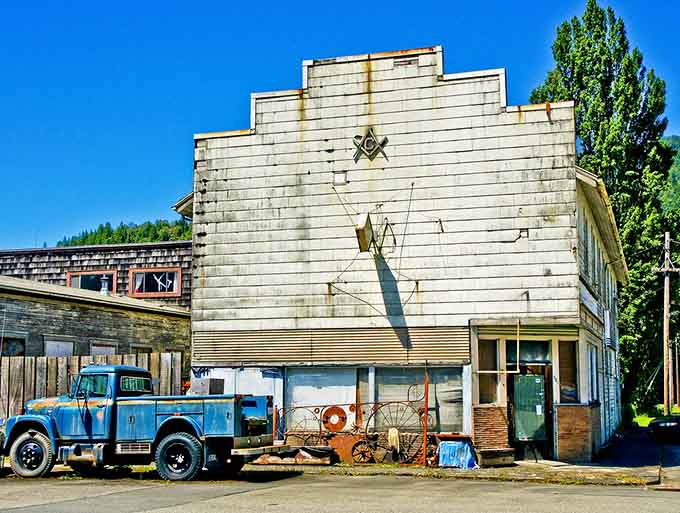 This classic two-story structure represents small-town Oregon architecture at its most authentic and unpretentious, no renovation required.