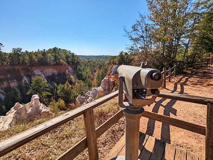 That viewing scope helps you spot details in distant canyon walls, like a geological treasure hunt.