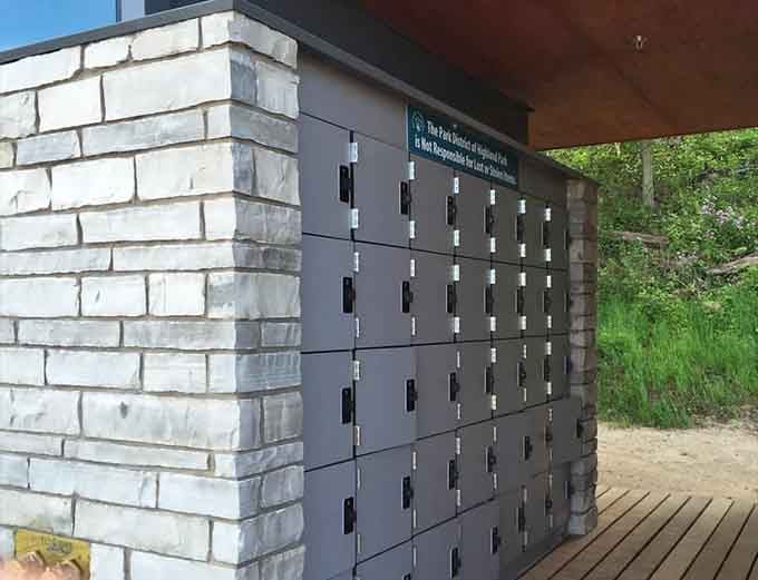 Storage lockers built right into the facility, solving the age-old beach problem of where to stash your stuff.