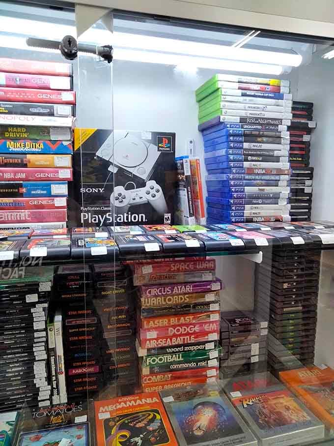 Original PlayStation and stacks of games transport you back to when gaming meant actual cartridges.