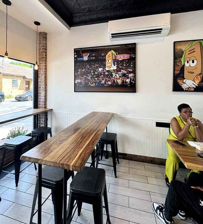 Bright artwork and comfortable seating make Sandwichitos feel like the cool friend's place you always wanted to visit.