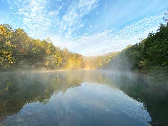 Morning mist rising off the spring like the earth is breathing &ndash; pure magic, no special effects.