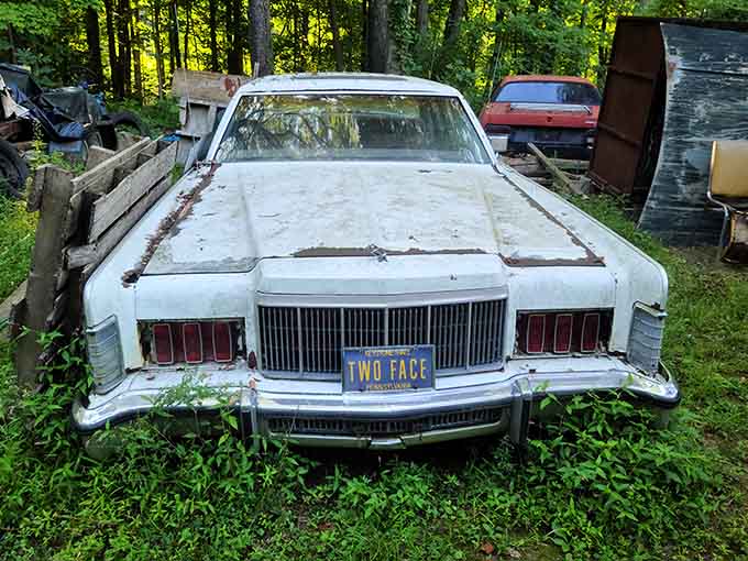 The "TWO FACE" license plate tells you this Lincoln has stories it's not quite ready to share.