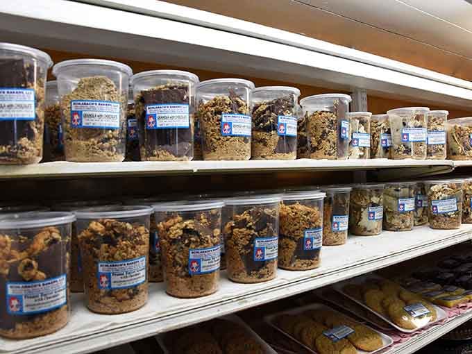 Rows of granola in containers, because even health-conscious folks deserve treats made with actual care.