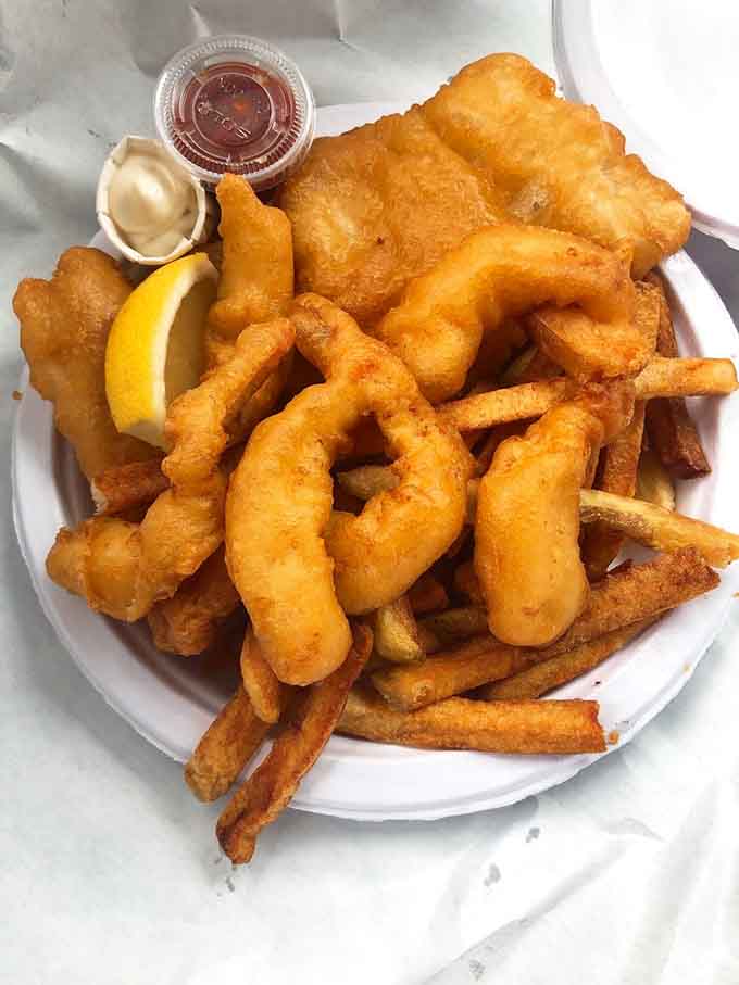 The shrimp and fish combo proves you don't have to choose between good things when life offers options.
