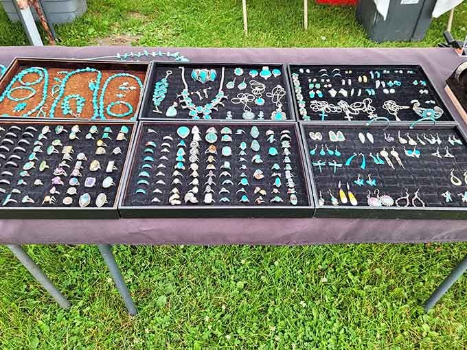 Turquoise jewelry displays showcase pieces that range from everyday accessories to statement-making conversation starters you'll treasure forever.