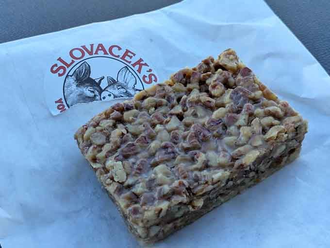 Pecan squares that deliver serious nutty sweetness, proving Czech bakers understand dessert on a deeply spiritual level.
