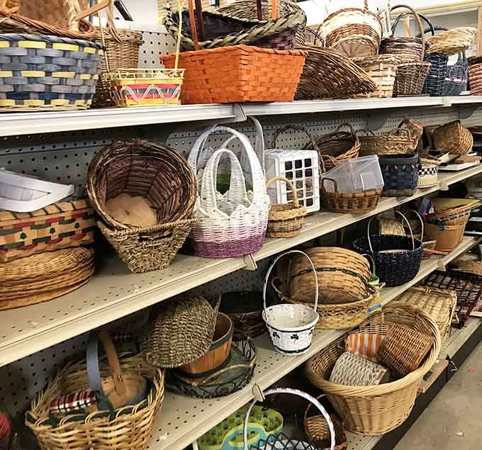 Baskets galore offer storage solutions for people who swear they'll finally get organized this time, really, they mean it.