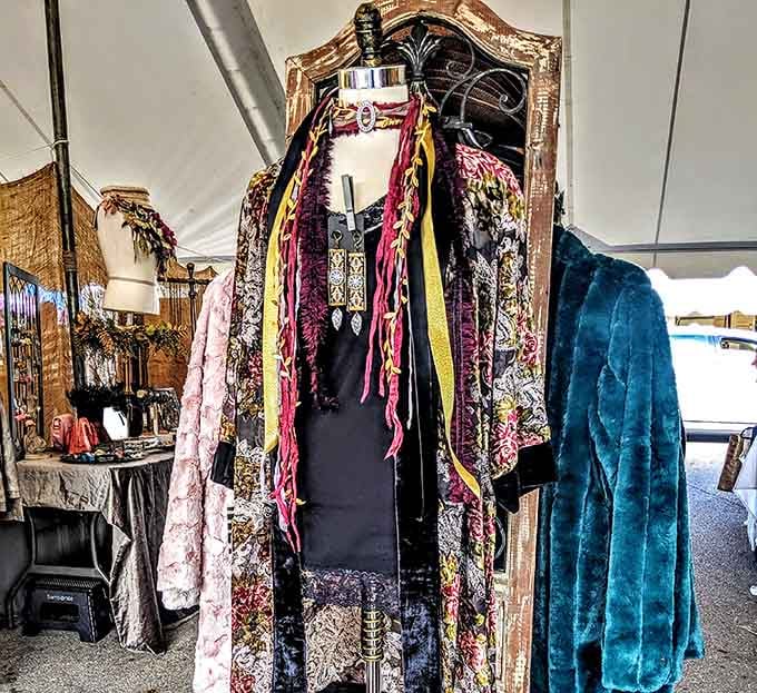 Bohemian layers and vintage textiles create a Stevie Nicks fever dream, perfect for anyone who lived through the seventies.