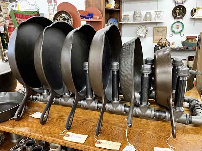 Cast iron skillets seasoned by generations of family meals, ready to create new culinary memories today.