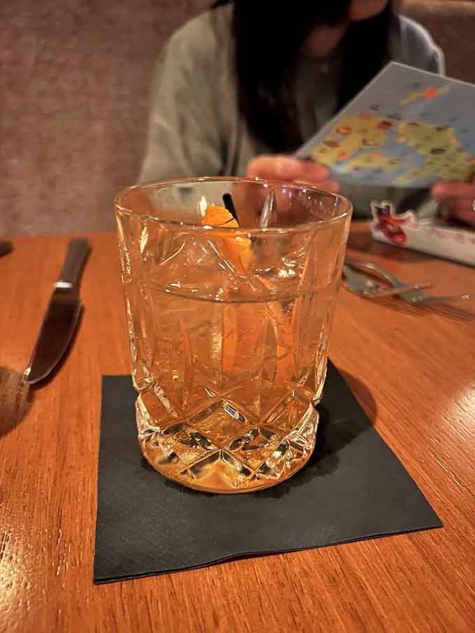 An Old Fashioned in cut crystal says you're serious about both your whiskey and your throwback dining experience.