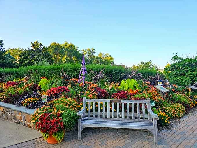 Strategic bench placement for maximum flower appreciation and minimum effort, the Garden State gets it completely right.