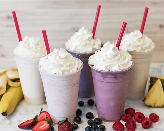 These milkshakes topped with whipped cream mountains prove that more is definitely more when custard's involved.