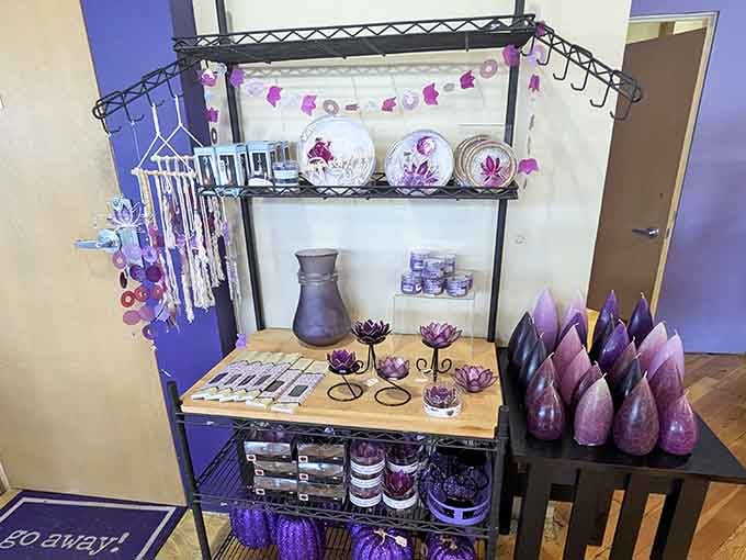 Handcrafted home goods in lavender hues bring artisan charm to your purple paradise without the pretension.