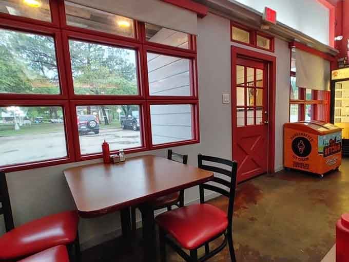 Natural light streaming through those windows onto polished tables creates the kind of morning ambiance Norman Rockwell would have painted.