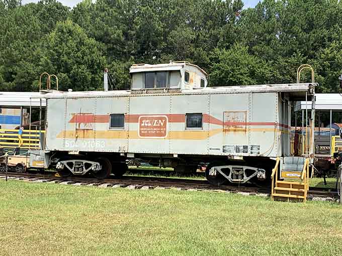 Even the caboose gets respect here, preserved as a reminder of the crew who kept everything running smoothly.