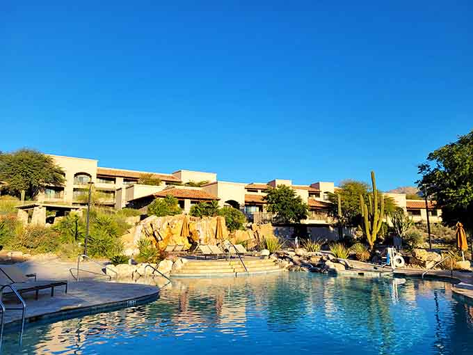 Morning light on the pool makes you wonder why you ever considered vacationing anywhere else, honestly.