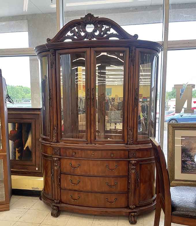 This ornate vintage cabinet screams "I have stories to tell" louder than your chatty neighbor at brunch.