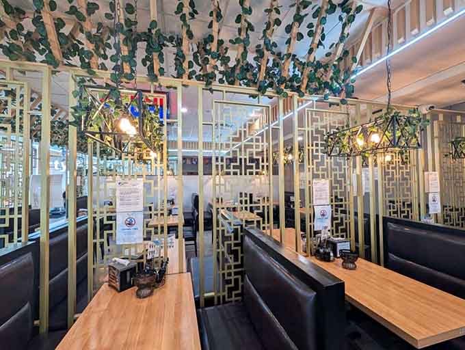 Decorative touches like hanging vines add charm without the restaurant trying too hard to impress you with unnecessary fanciness.