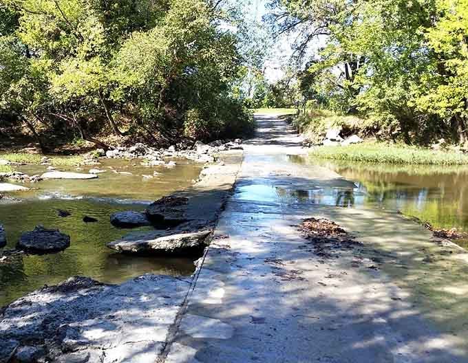 When the water's low, you can walk the creek bed and contemplate life from a 19th-century perspective.