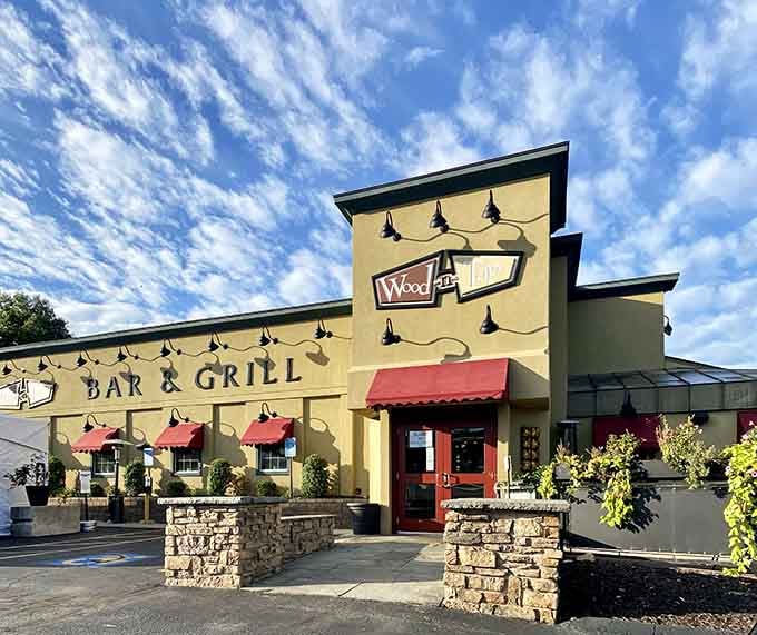 Wood-n-Tap's inviting exterior promises the kind of casual dining experience where everyone feels like a regular customer.